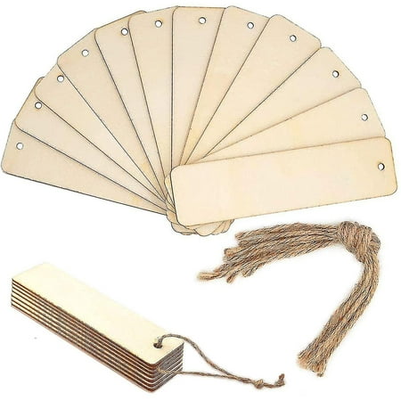 20 Pack Blank Rough Wood Hanging Bookmarks With Holes And Ropes For Diy ...