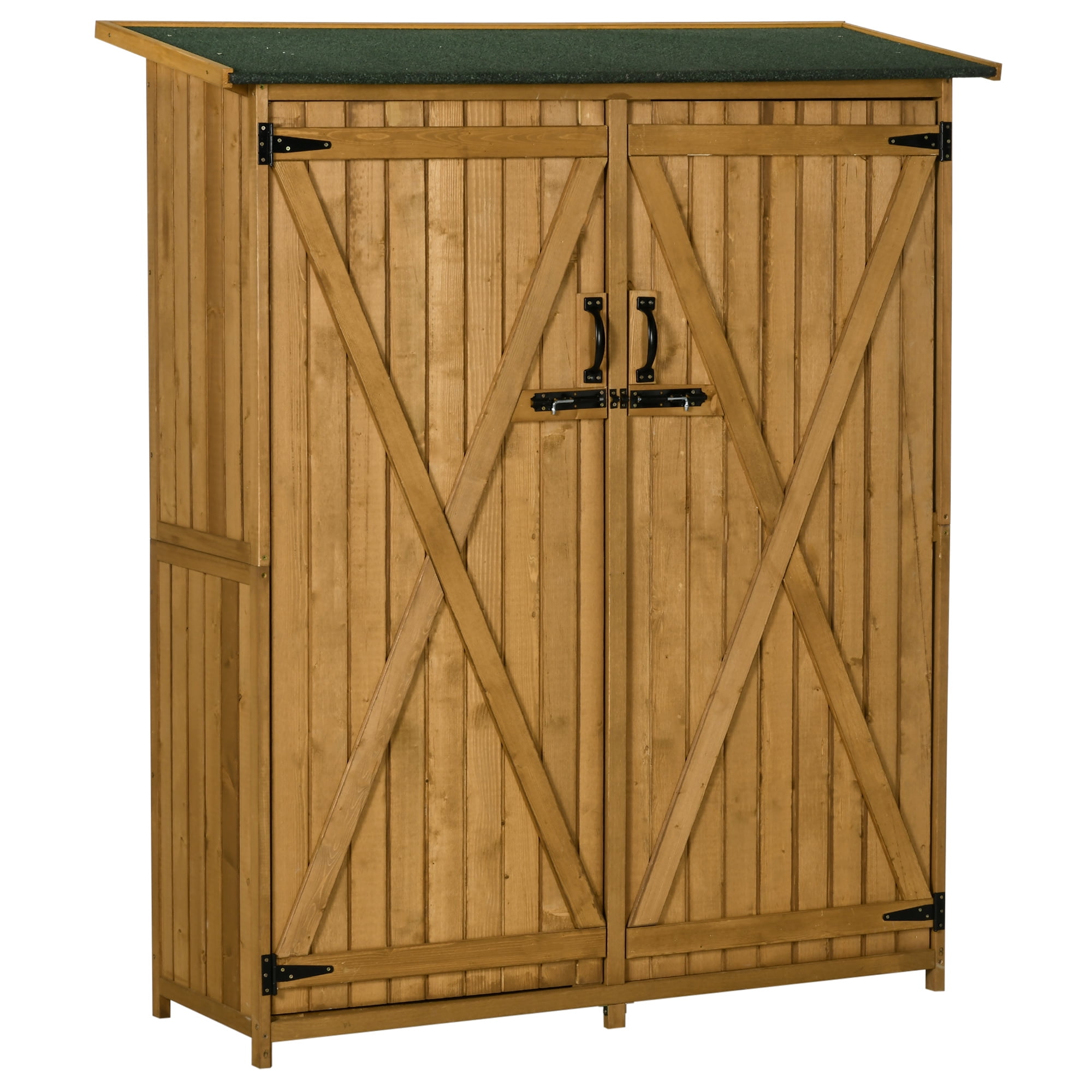 Outsunny Outdoor Storage Cabinet Wooden Garden Shed Utility Tool ...