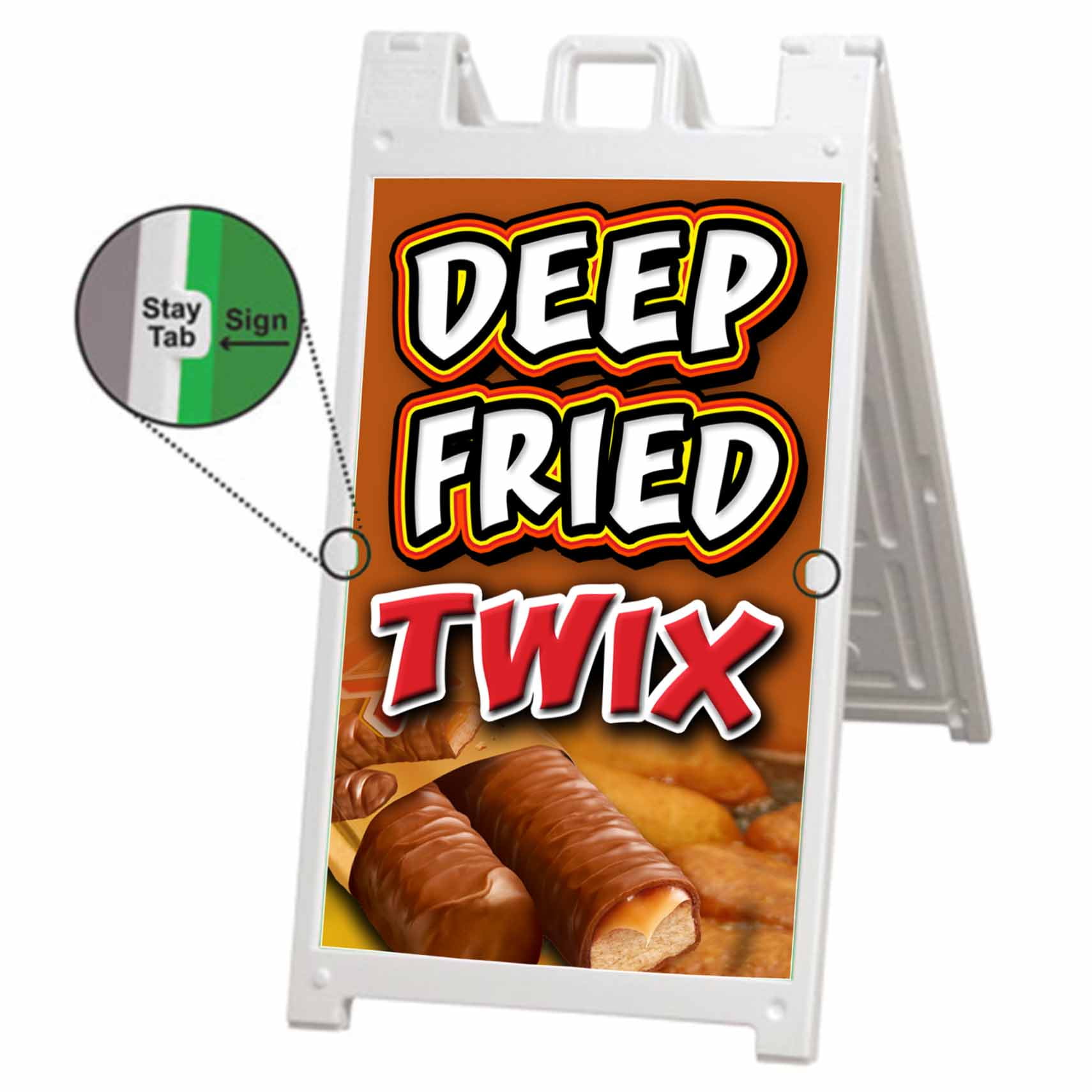Deep Fried Twix (24" X 36") Deluxe A-Frame Signicade, Includes 2 ...