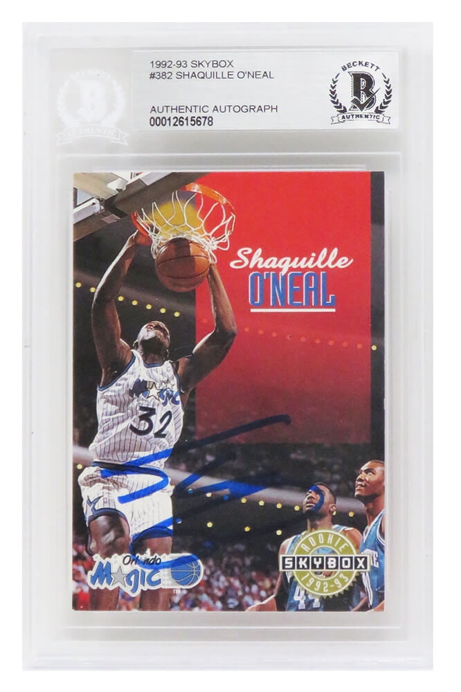 Shaquille O'Neal Signed Orlando Magic 1992-93 Skybox Rookie Card #382 ...