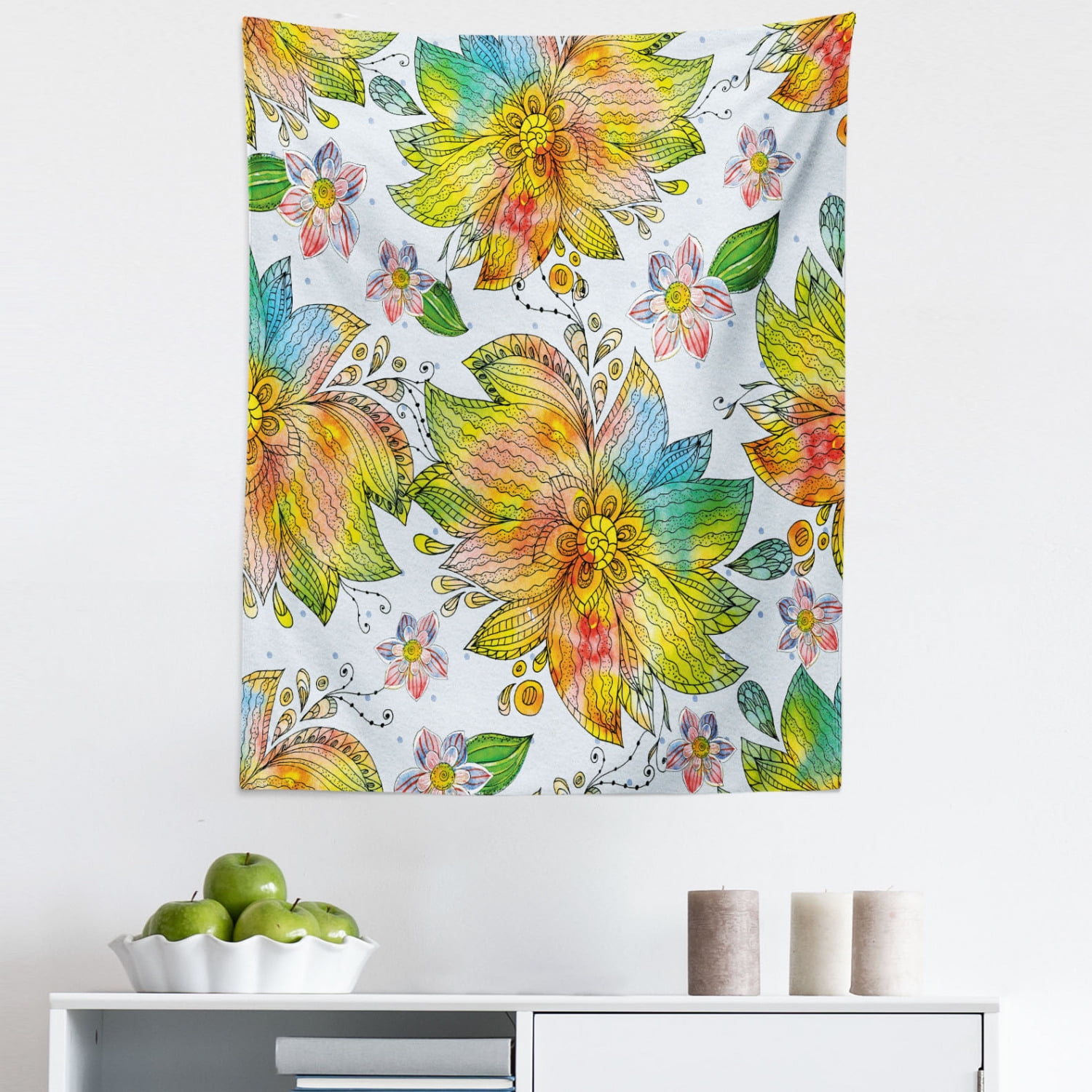 Floral Tapestry, Macro Flower Petals Florets Blurry Watercolor ...