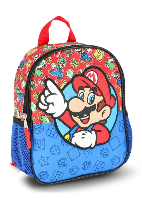 "Nintendo Super Mario World Black/Red Team 16"" Large Backpack Book Bag ...
