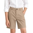Boys Flat Front Stretch Shorts Button Elastic Waist Dress Casual Short ...