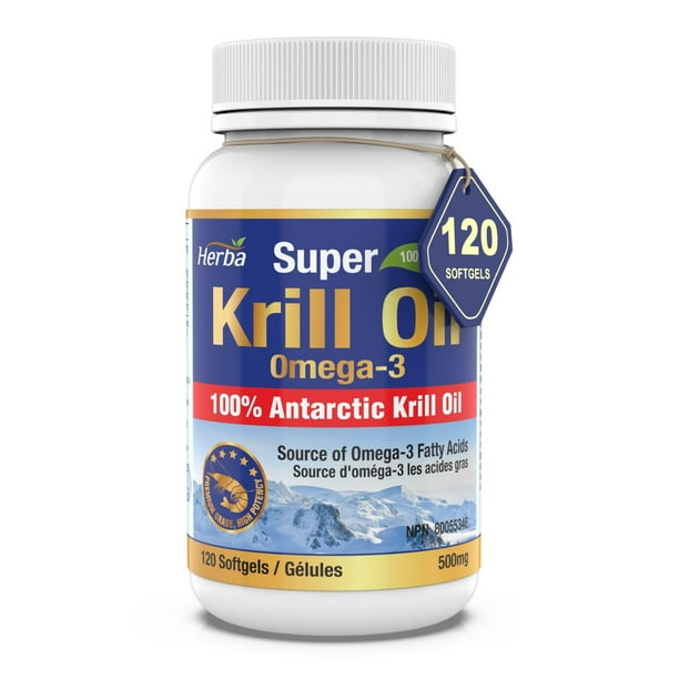 Herba Krill Oil Capsules - 120 Softgels | 1000mg of Pure Antarctic ...