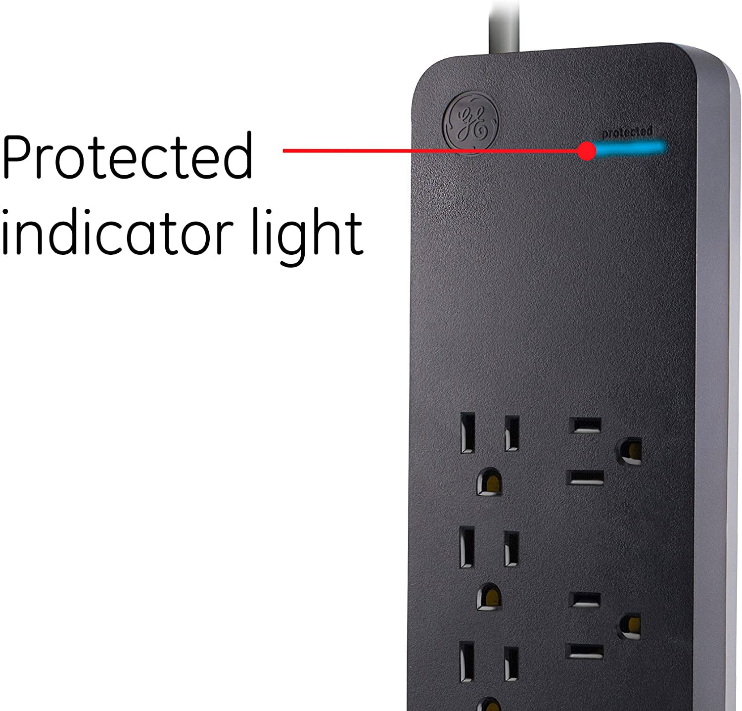 GE 37054 Pro Surge Protector, 7 Outlets + 2 USB, 1780J, 3' Cord, 2.1A ...