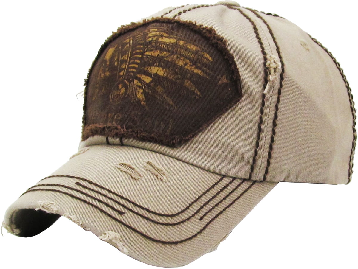 Indian Head Brave Soul Vintage Distressed Washed Baseball Hat Cap ...