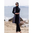 Black Middle East Style Modest Burkini Swimsuit Set With Hood, Long ...