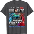 Level 10 Unlocked Awesome Since 2016 Gaming T-Shirt with Colorful ...