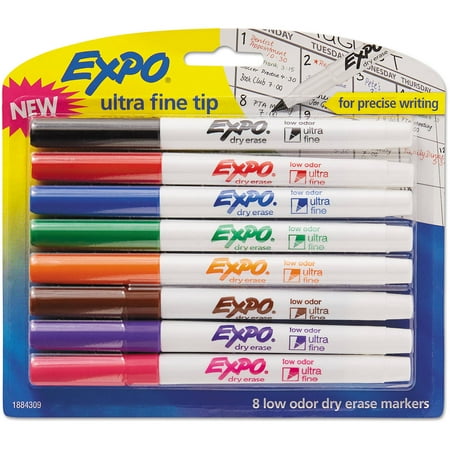 EXPO Low-Odor Dry-Erase Marker, Ultra Fine Point, Assorted, 8-Pack ...