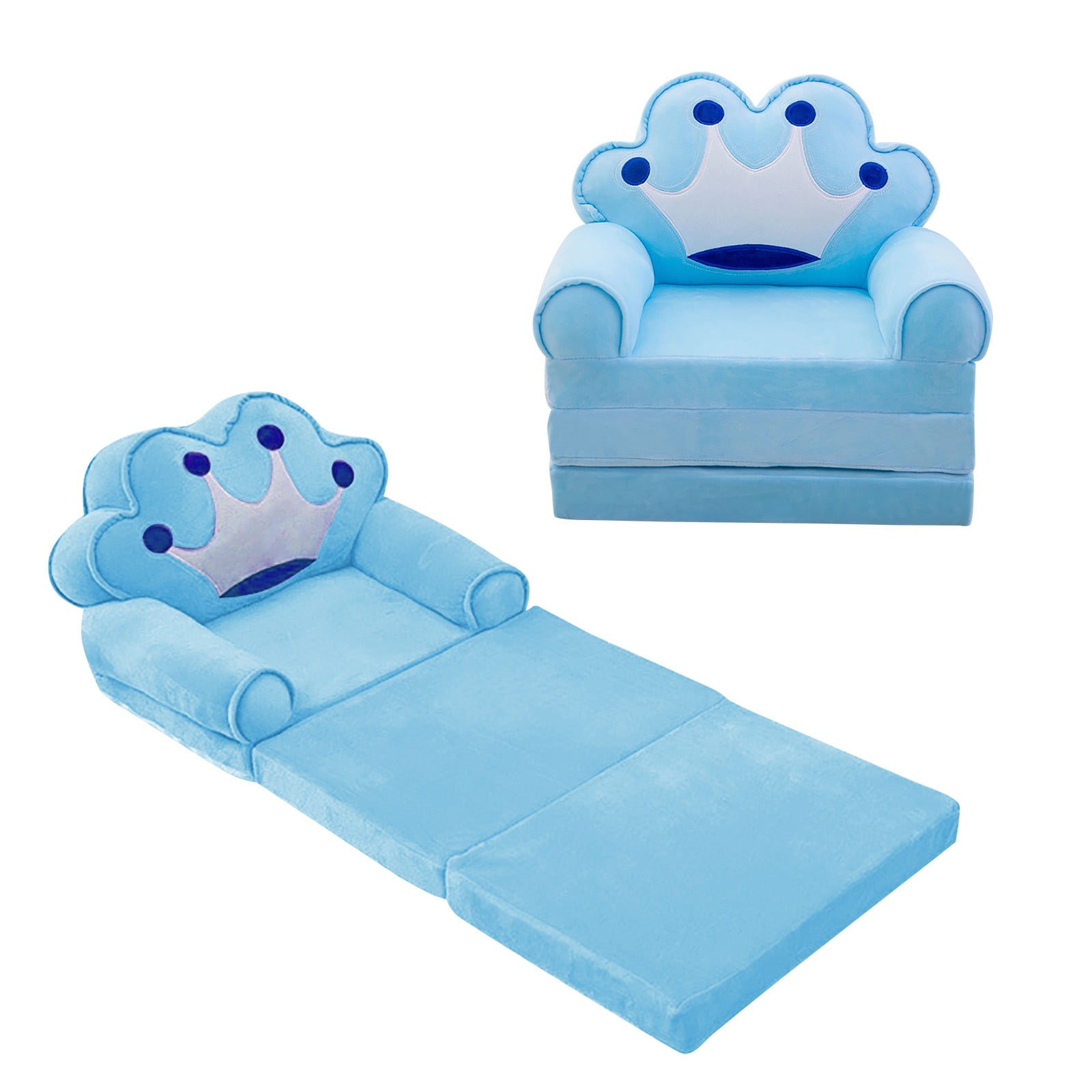 Plush Foldable Kids Sofa Backrest Armchair 2 In 1 Foldable Children ...