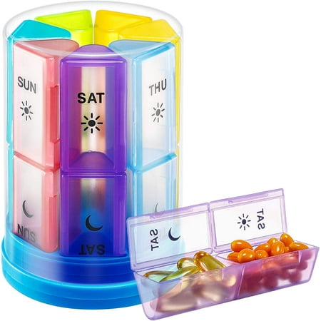 Pill Organizer 2 Times a Day, Weekly AM PM Pill Box, Large Capacity 7 ...