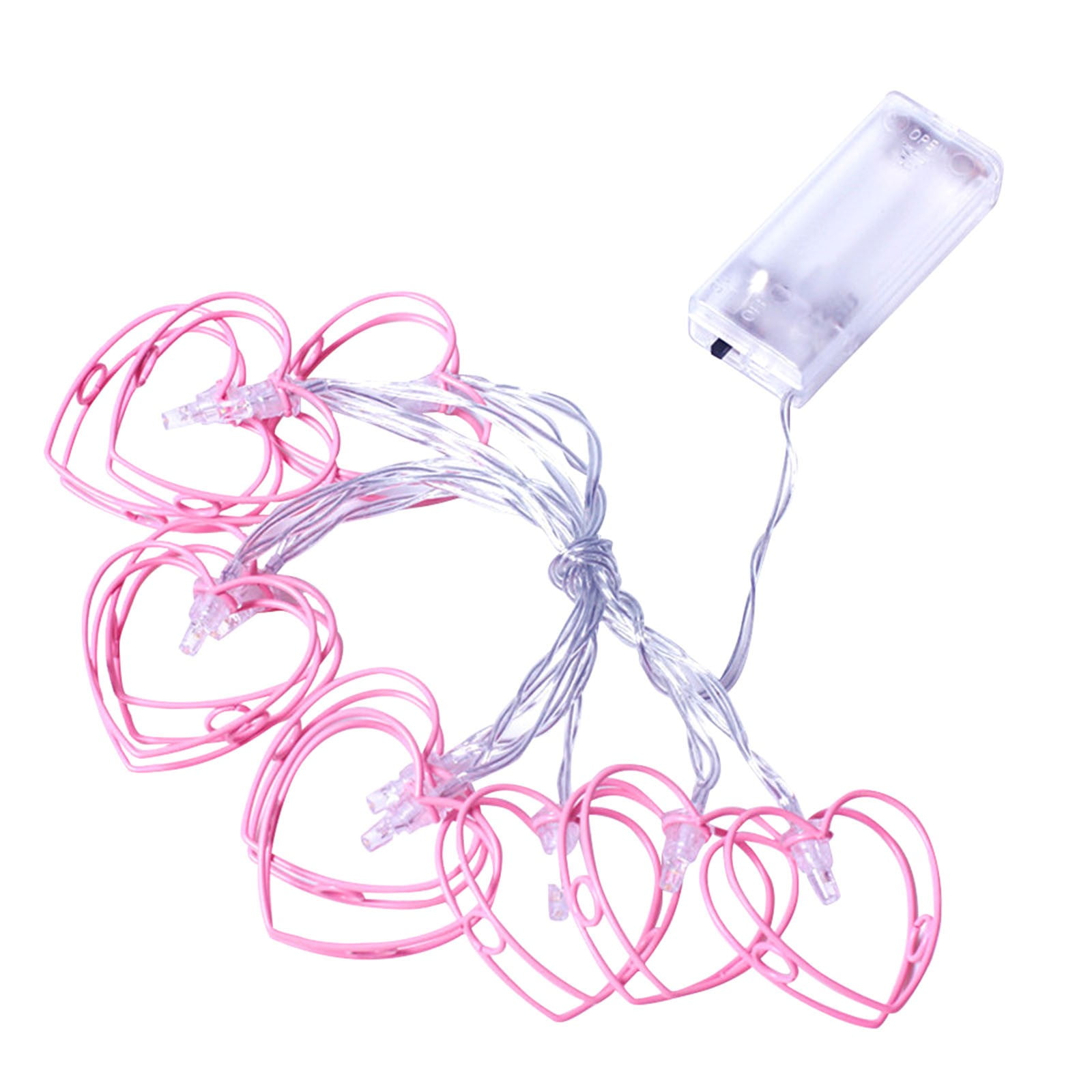 VerPetridure Wrought Iron String Lights Heart Decorative Pink 1.65M 10 ...