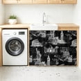 Black City Cabinet Curtains 10" W x 11" L Retro Modern Abstract Black ...