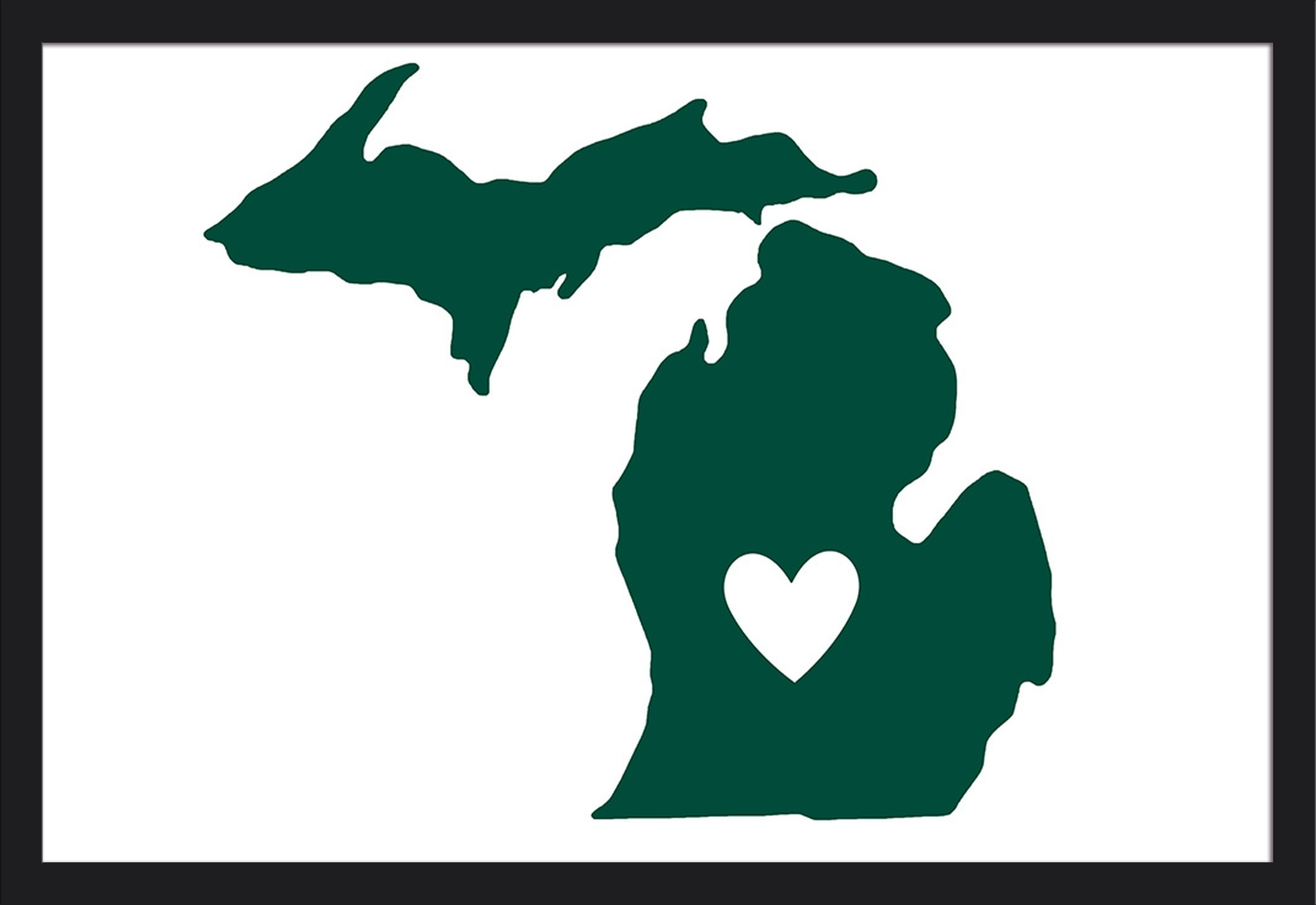 Michigan - State Outline & Heart - Lantern Press Artwork (36x24 Giclee ...