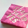 ForYourParty.Com She Said Yes Cocktail Napkins - Pink and Gold ...