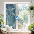 Blue Palm Tree Window Privacy Film, Tropical Plant Summer Abstract ...