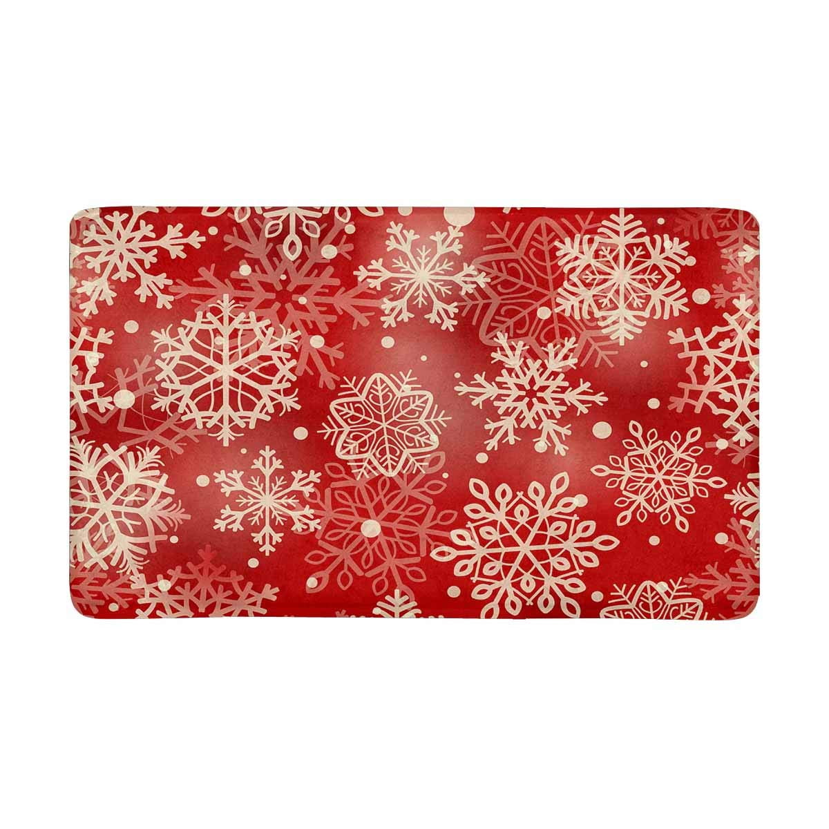 MKHERT Vintage Christmas Snowflakes on Red Background Doormat Rug Home ...