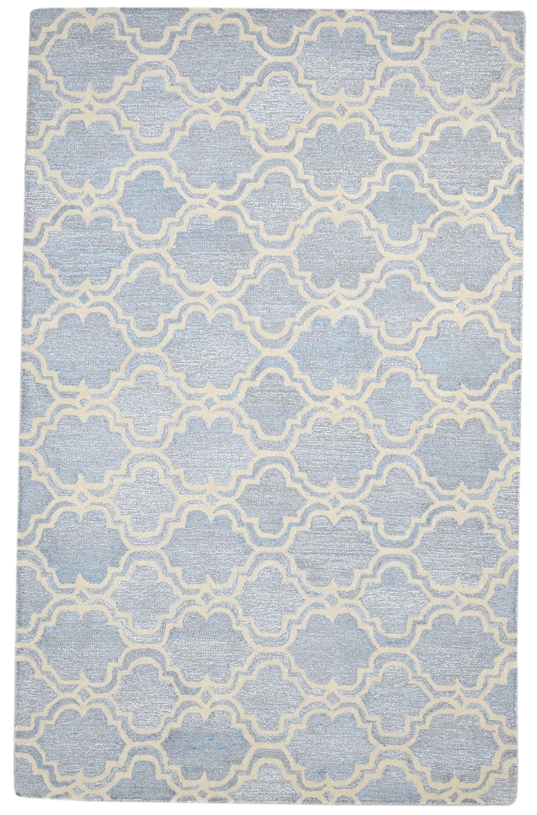 5' X 8' Rug Wool Grey Modern Hand Tufted Moroccan Scroll Tile Room Size ...