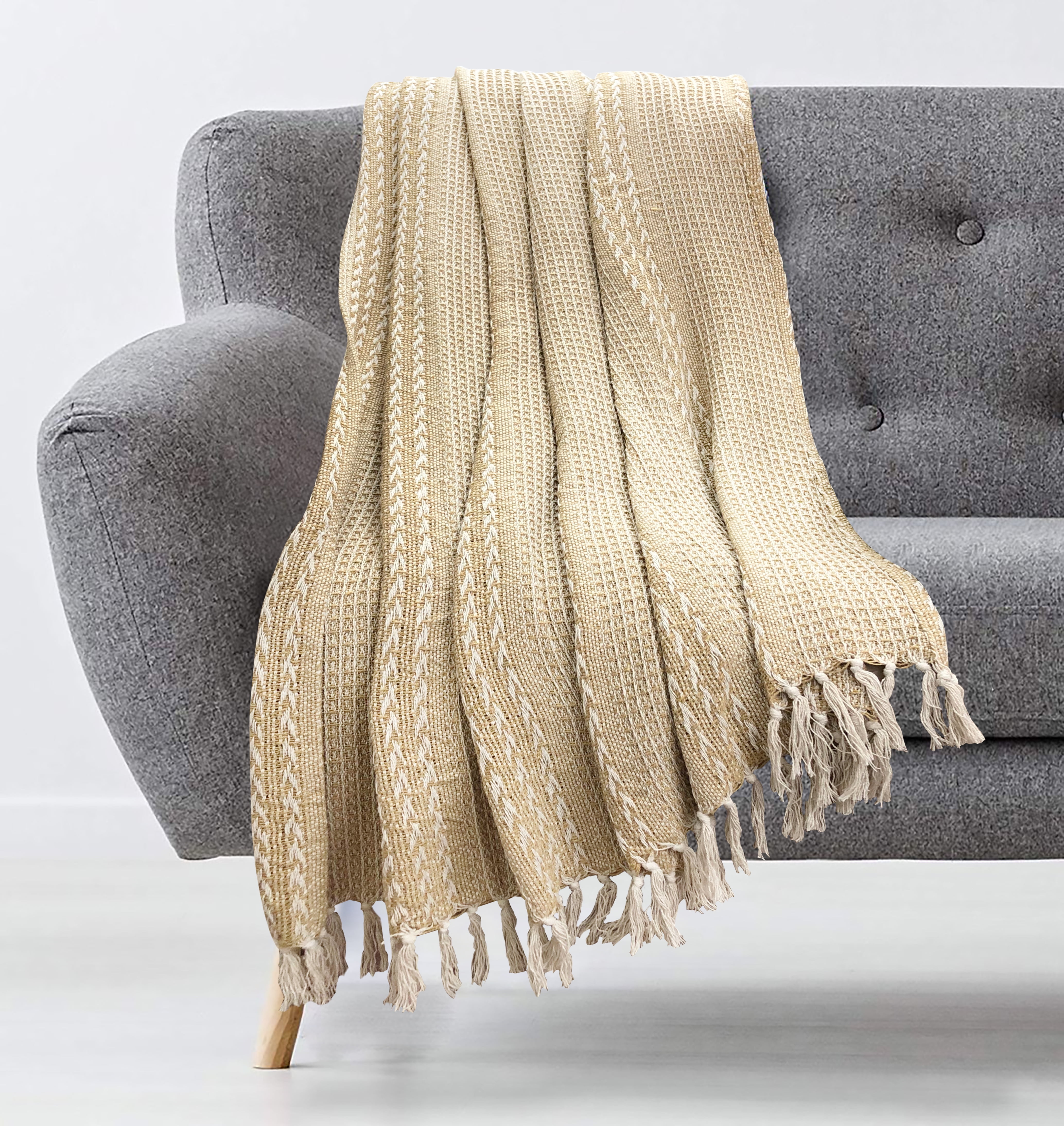 Desert Sand Tan/White Cotton Throw 50x60 - Walmart.com