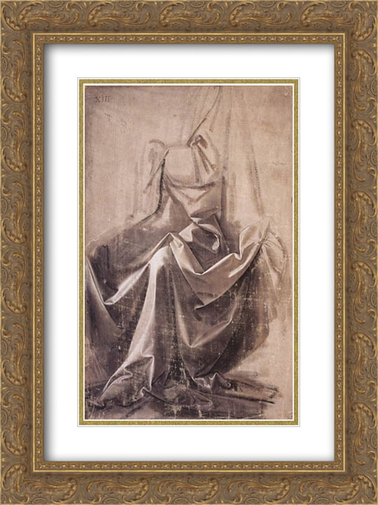 Leonardo da Vinci 2x Matted 20x24 Gold Ornate Framed Art Print 'Drapery ...