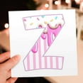 3drose, Cute Image of Candy Pink Stripe Monogram Z, 6 Greeting Cards ...