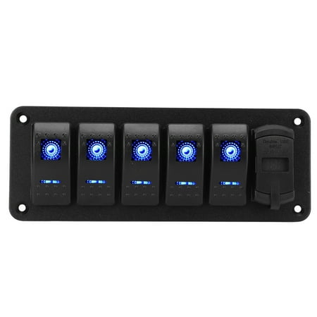 ON Off Switch Panel, 5 Gang Rocker Switch Panel Universal Multifunction ...