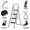 4 Step Ladder Portable Folding Metal Step Stool with Anti-Slip Dark ...