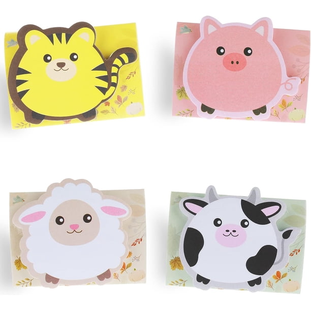 Cute 4 Pieces Cartoon Animal Self Sticky Notes Kawaii Sticky Home ...
