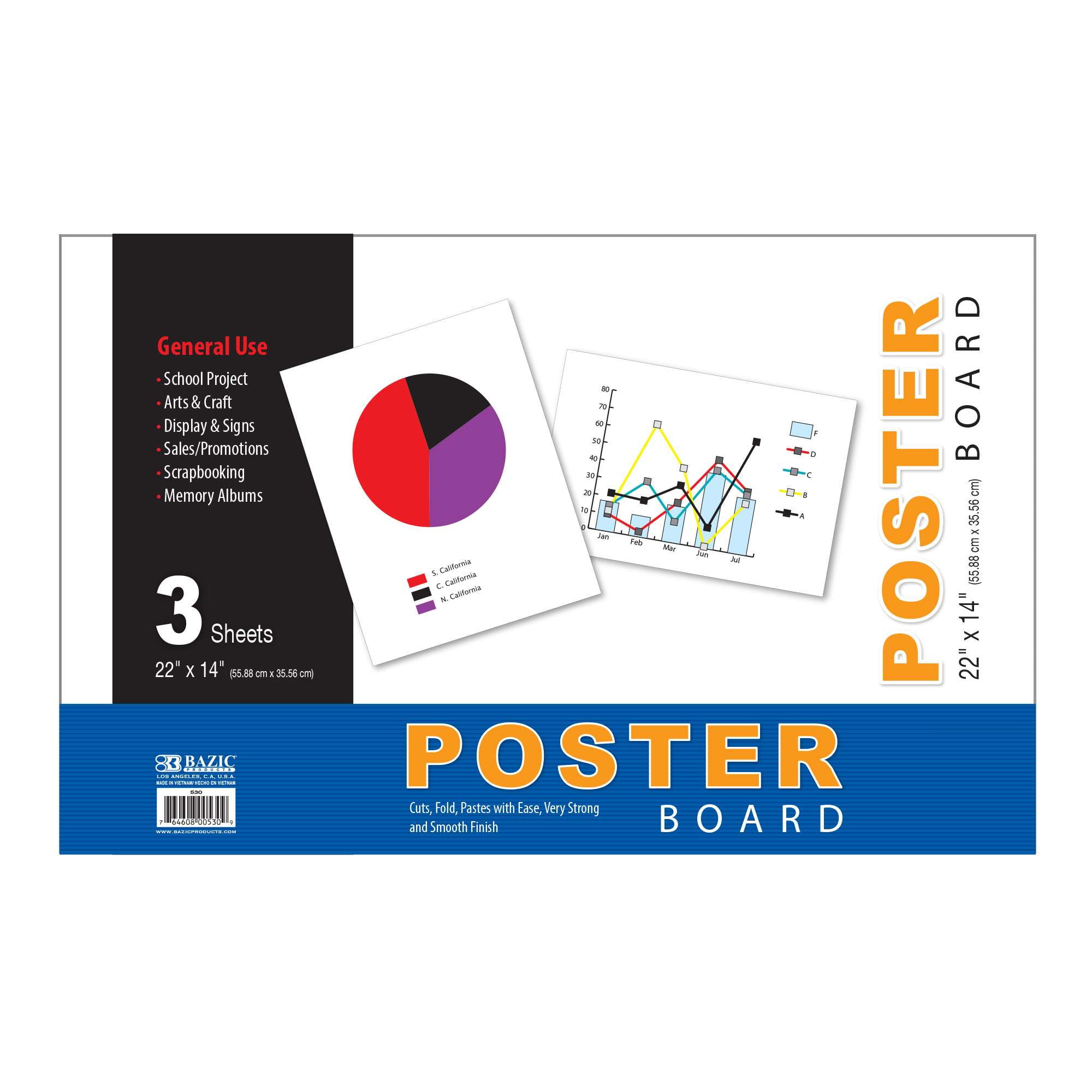 BAZIC White Poster Board 22" X 14", For School Craft, (3/Pack), 1-Pack ...