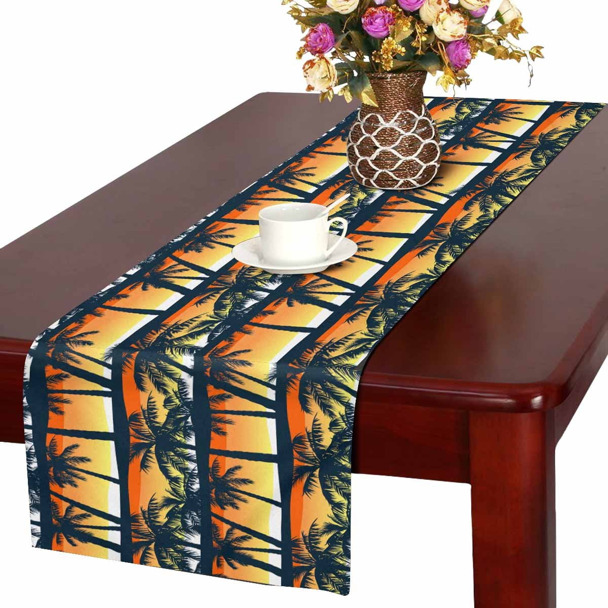 YUSDECOR Tropical Coconut Table Runner, Palm Tree Table Cloth Runner ...