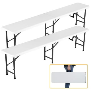 Folding Bench 5 Foot Plastic White Resin Lightweight Indoor Outdoor by ...