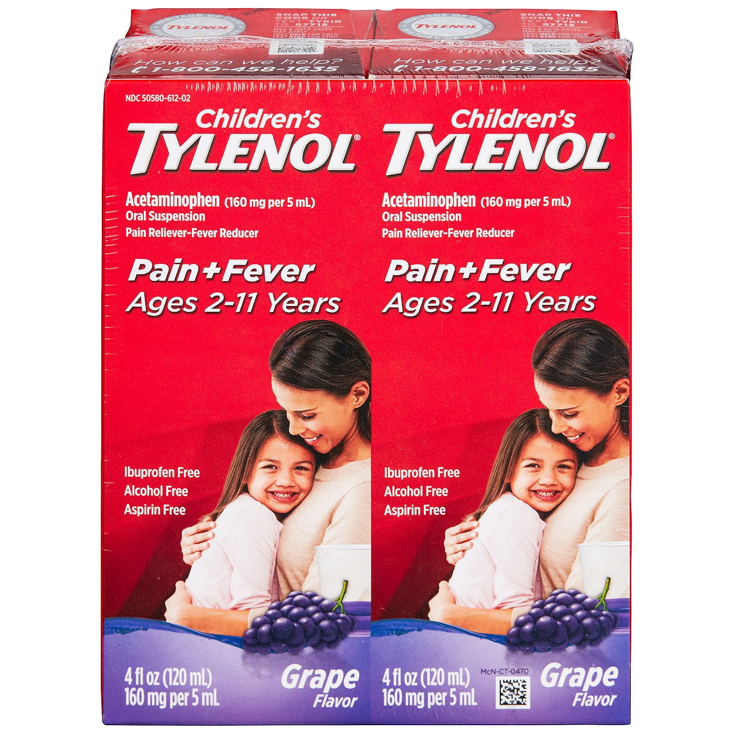 Children S Tylenol 4 Oz 2 Pk Grape Splash Flavor Ages 2 11