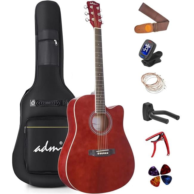 ADM JA201CPPG-41 41 in. Cutaway Acoustic Guitar, Red Glossy - Walmart.com