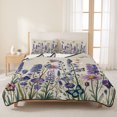 Blue Purple Floral 3 Piece Quilt Bedding Set with 2 Pillow Shams ...