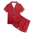 Byoo Tween Girls Silk Sleepwear Set Solid Color Short Sleeves Button ...