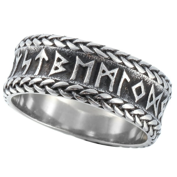 ZMY Home Rings Nordic Symbol Rune Elder Futhark Alphabet Ring Stainless ...