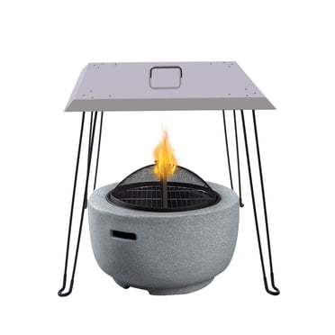 SKYSHALO Round Fire Ring Lid Cover 20" Fire Pit Lid 1.5mm Thick 430 ...