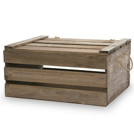 Wooden Crate Storage Box with Lid - Large 15in - Walmart.com - Walmart.com