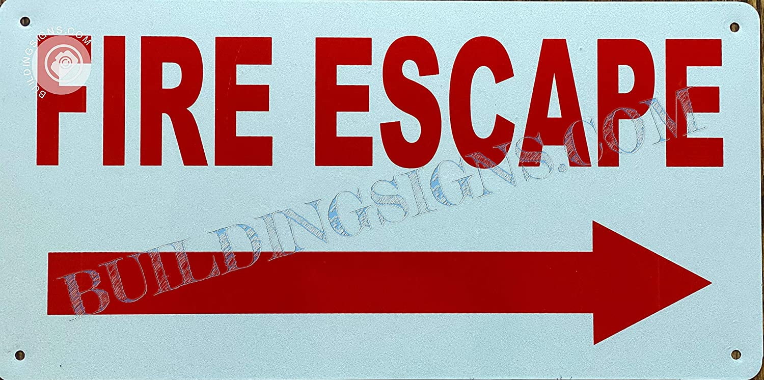 FIRE Escape Sign Right Arrow (White, Reflective, Aluminium 6X12,Rust ...