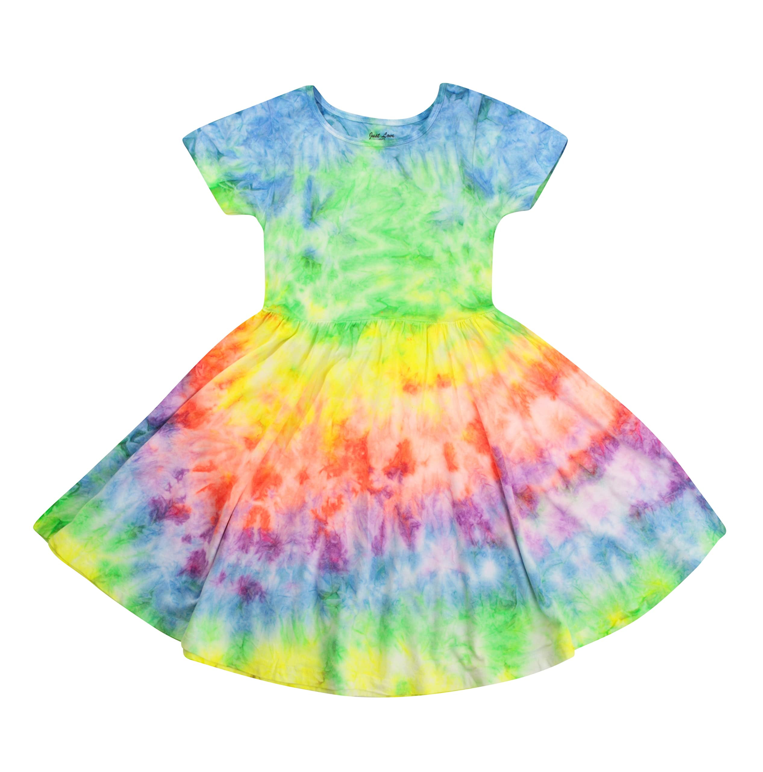 Just Love Girls Twirl Dress Girls Short Sleeve Twirly Skater Dress Tie ...