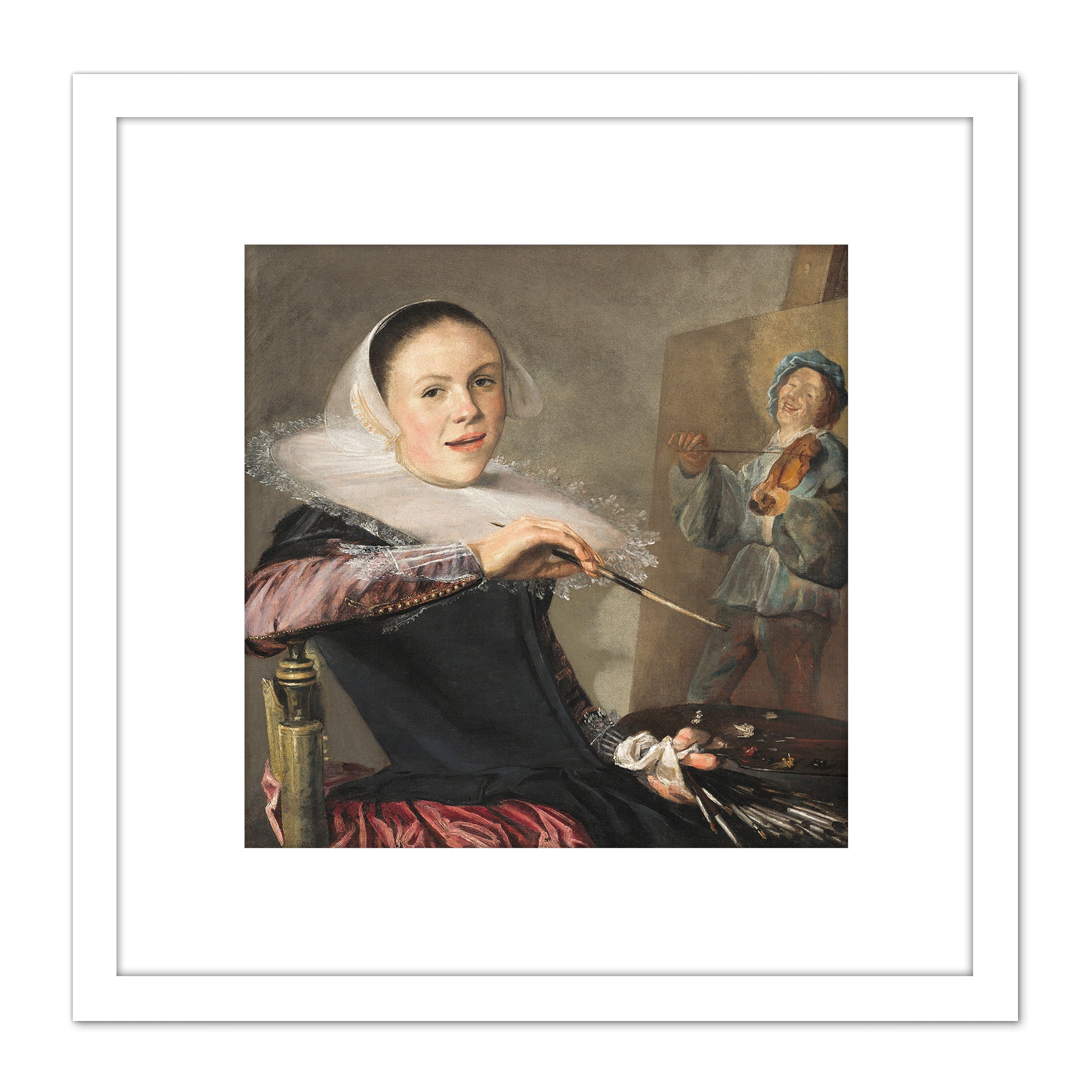Painting Self Portrait Judith Leyster 8X8 Inch Square Wooden Framed ...