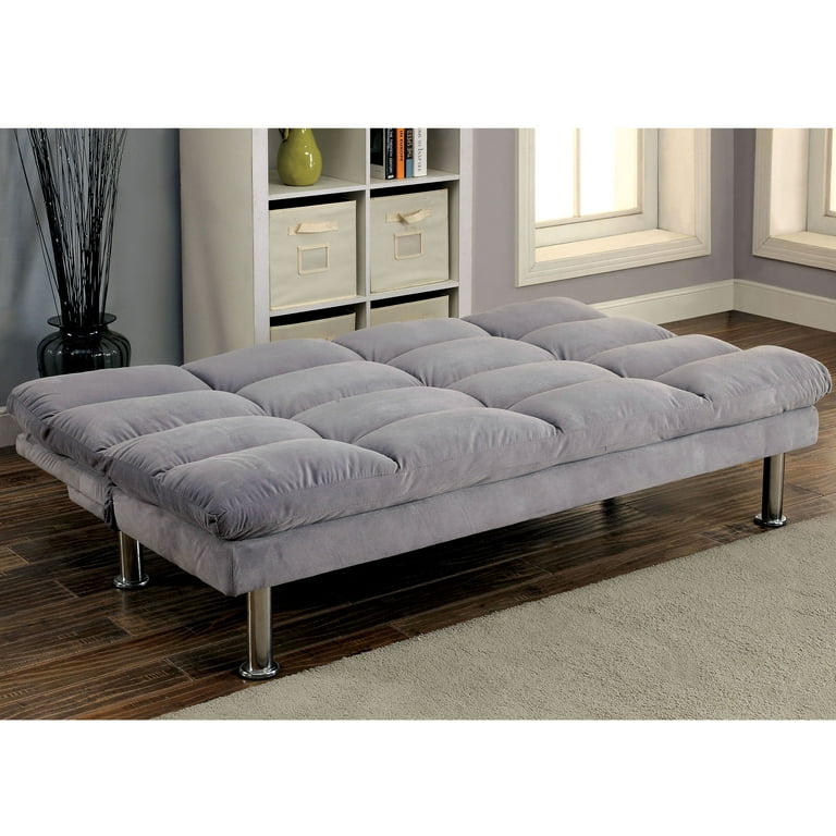 Furniture Of America Cozy Microfiber Futon Sofa Bed With Storage ...