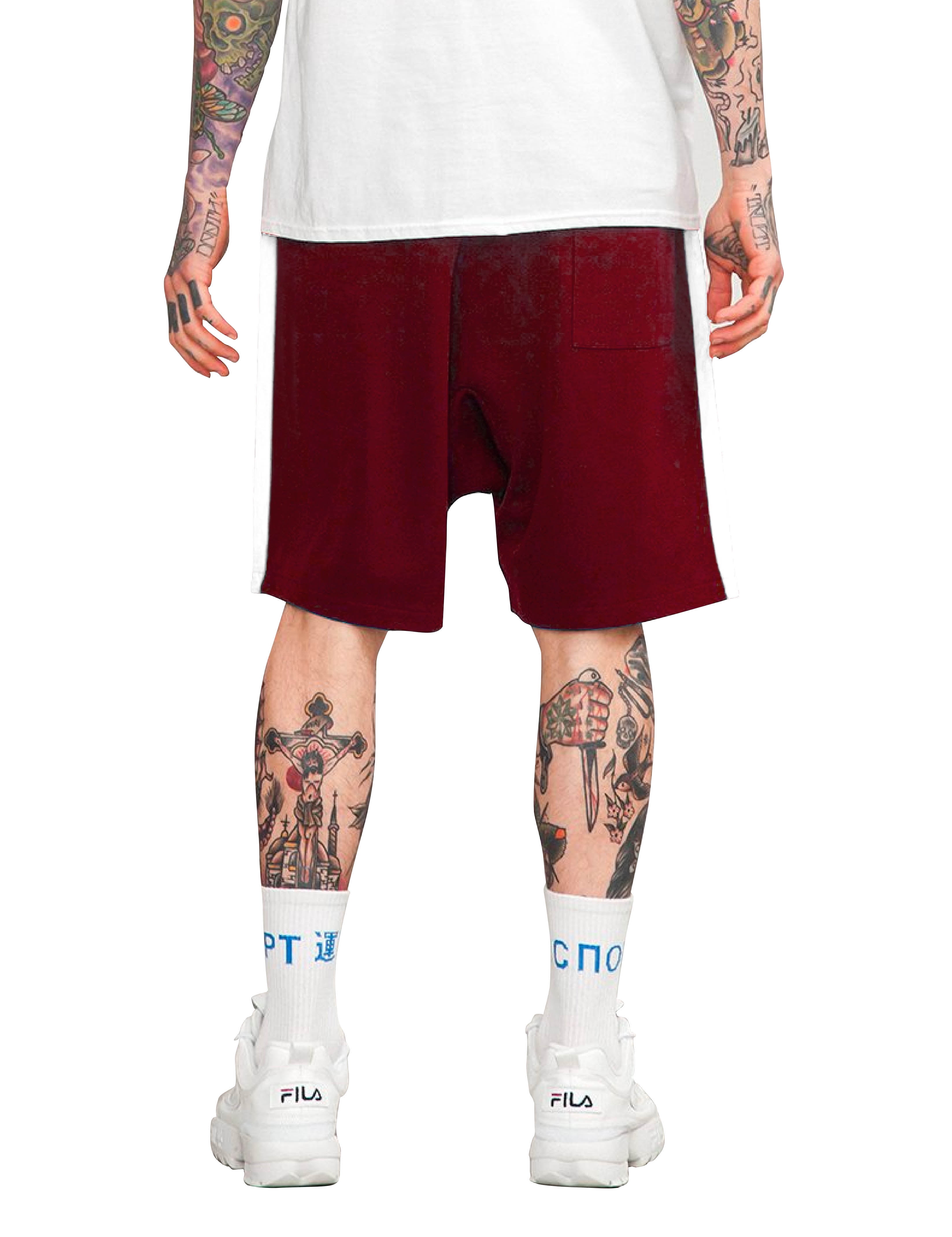 Ma Croix Men's Elastic Waist Stripe Track Shorts with Casual Drawstring ...