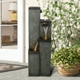 Willwolfer 39.3" High Modern Cascade Outdoor Floor Water Fountain with ...