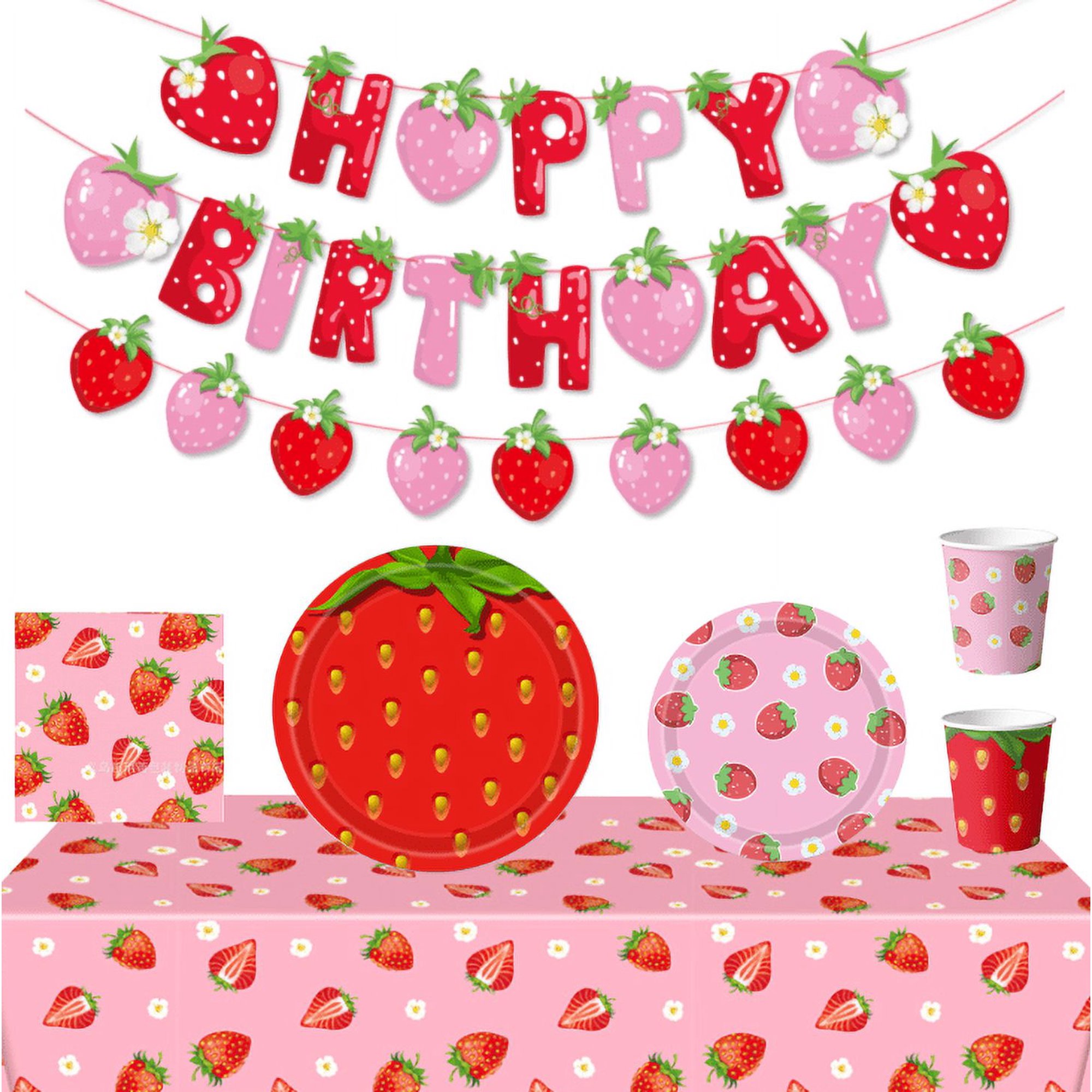 Click here for Elifjoydeco Strawberry Birthday Tableware  139pcs... prices