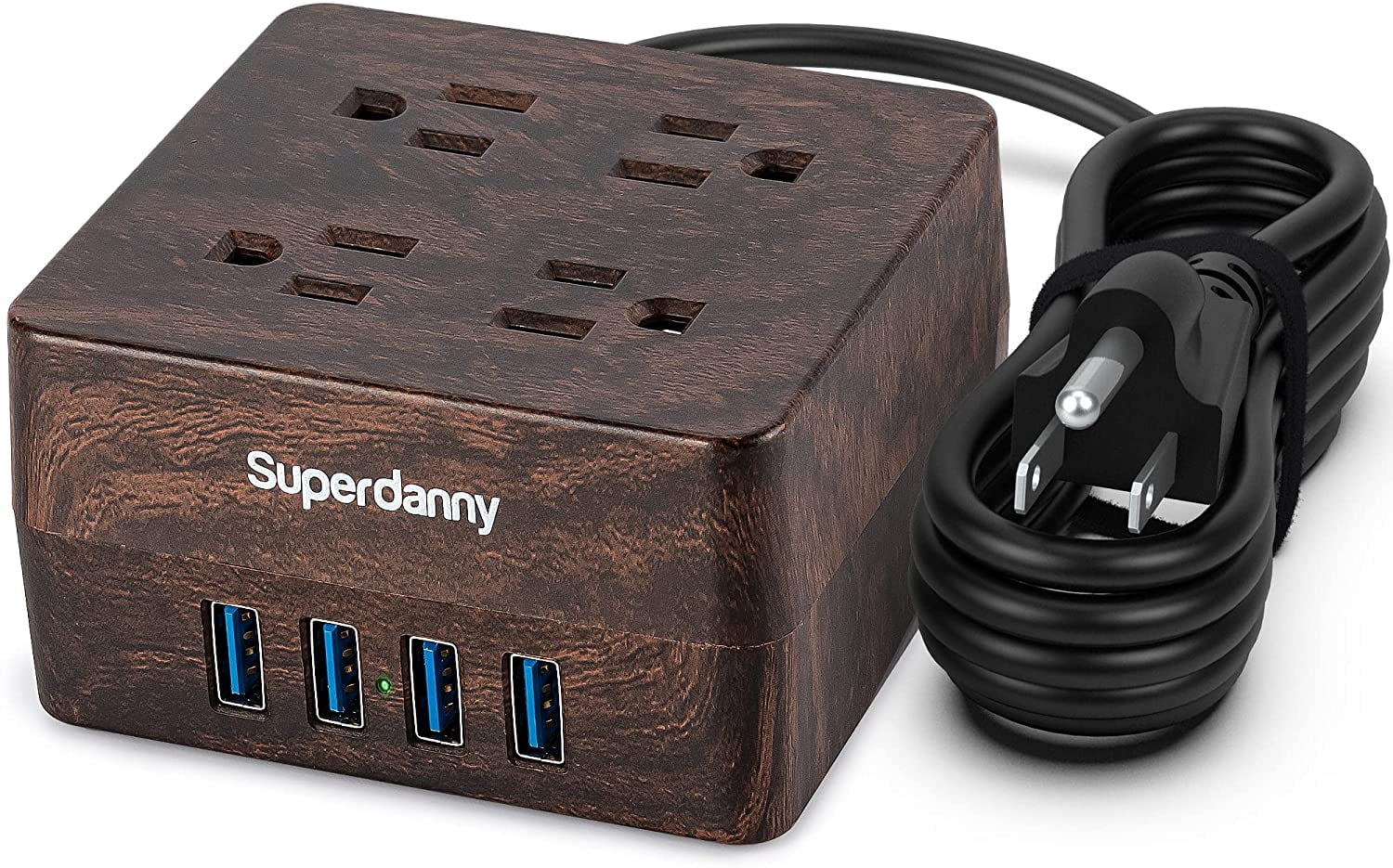 SUPERDANNY 4-Outlet 4 USB Surge Protector Power Strip with 5 ft ...