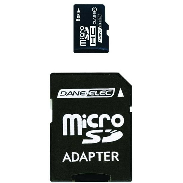 dane-elec 8 gb class 4 microsdhc flash memory card with sd adapter da ...