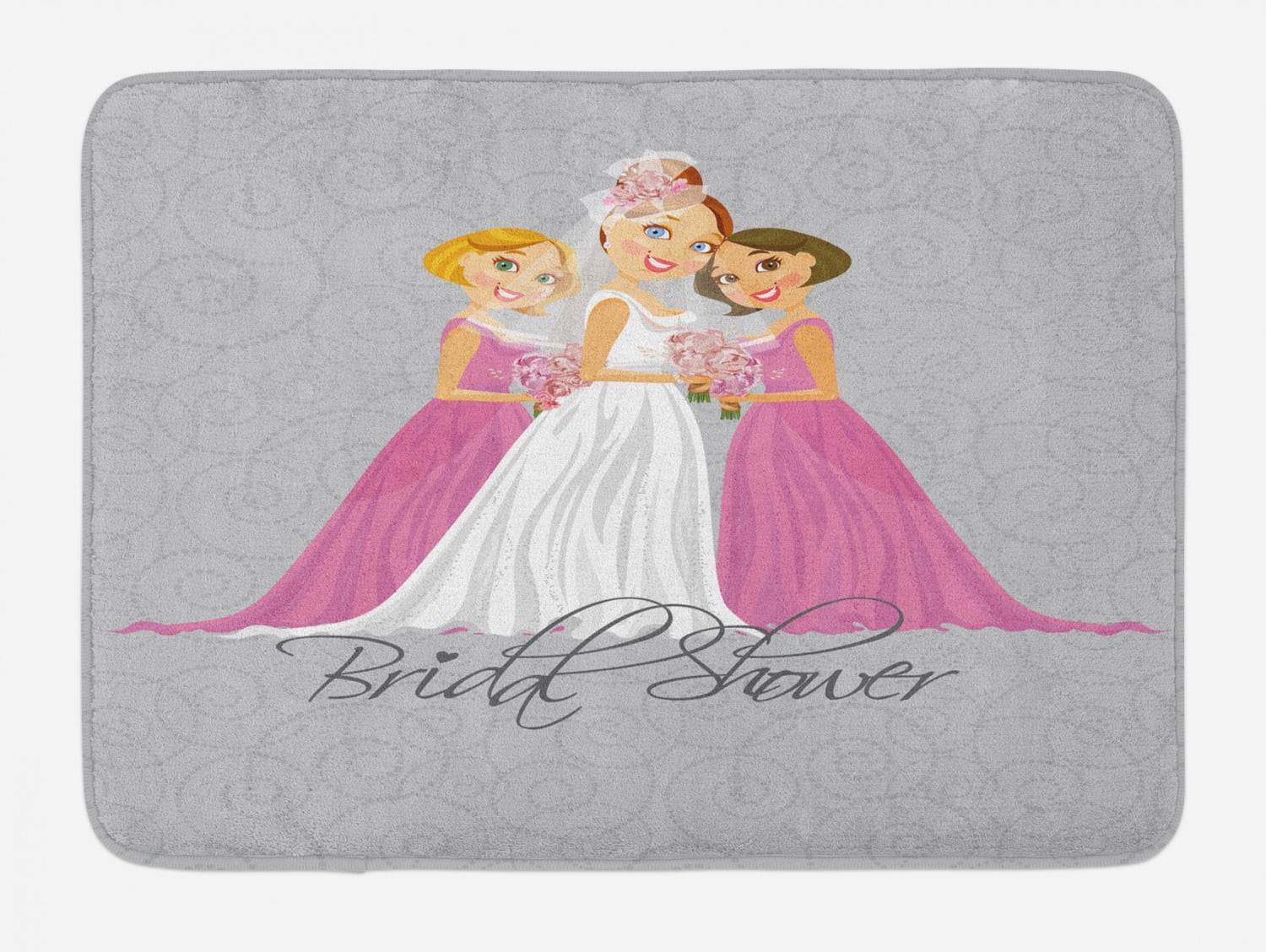 Bridal Shower Bath Mat, Bride and Best Friends Bridesmaid on Floral Ivy ...