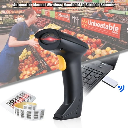 Automatic/ Manual 2.4G Wireless Handheld 1D Barcode Scanner Reader ...