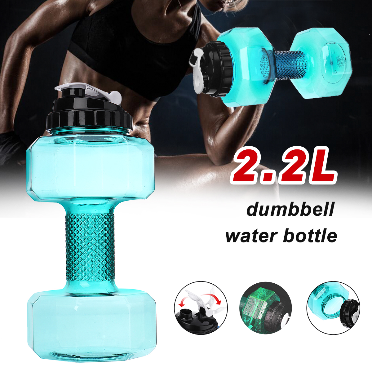 2.2 L Natural Hiking Dumbbell Gym Sport Bottle Portable Water Bottle ...